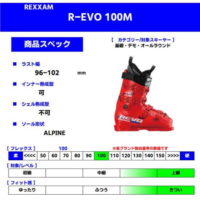 旧モデル レクザム スキーブーツ 2025 REXXAM R-EVO 100M BX-S24 FIRE