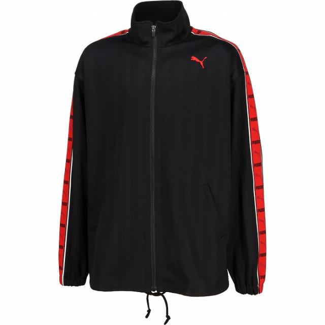 PUMA プーマ SHADOW STRIPE ニットジャケット(ブラック×レッド) 527754 01 トレーニングジャケット