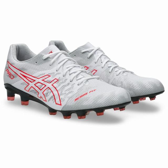 ASICS アシックス DS LIGHT ACROS PRO 3(ホワイト×フラッシュレッド) 1101A071 104 サッカー スパイク DSライト アクロスプロ3