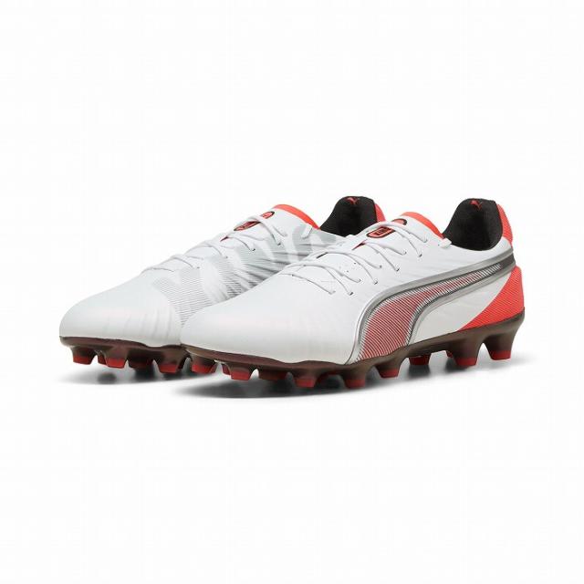 PUMA プーマ キング アルティメット HG/AG(ホワイト×シルバー×オレンジ) 108822 01 サッカー スパイク