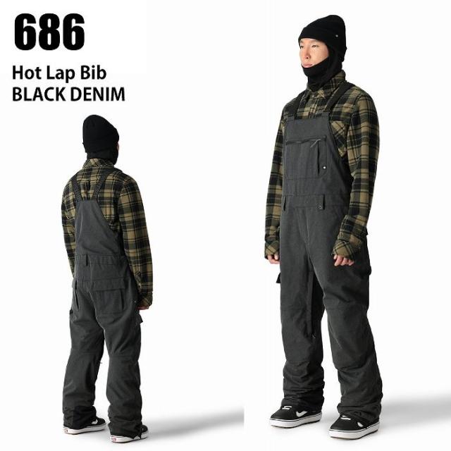 686 シックスエイトシックス M2W211 HOT LAP INSULATED BIB BLACK DENIM 24-25 ウエア メンズ ビブ パンツ ロクハチ