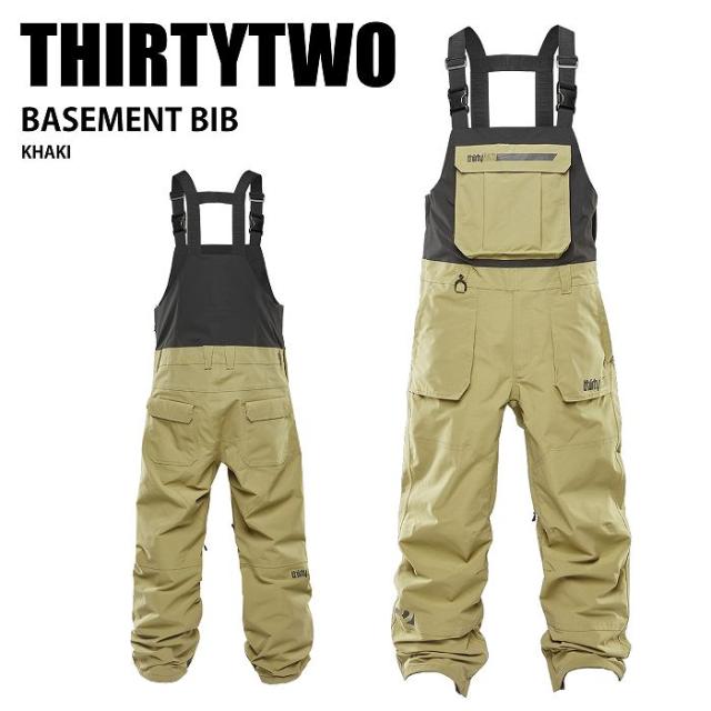 THIRTYTWO サーティーツー BASEMENT BIB KHAKI 24-25 ウエア ユニセックス ビブ パンツ スキー スノーボード