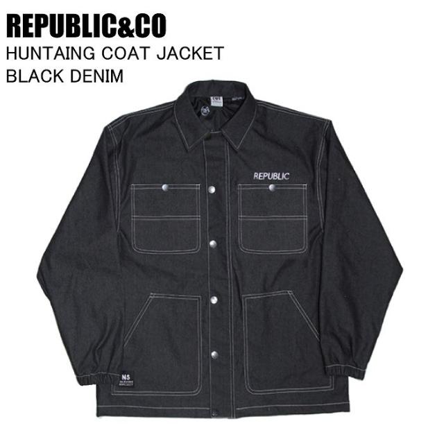 REPUBLIC&CO リパブリック HUNTAING COAT JACKET ハンティングコートジャケット BLACK DENIM スノーボード ウェア ジャケット
