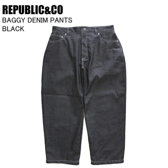 REPUBLIC&CO リパブリック BAGGY DENIM PANTS バギーデニムパンツ BLACK スノーボード ウェア パンツ リパブリックウェア