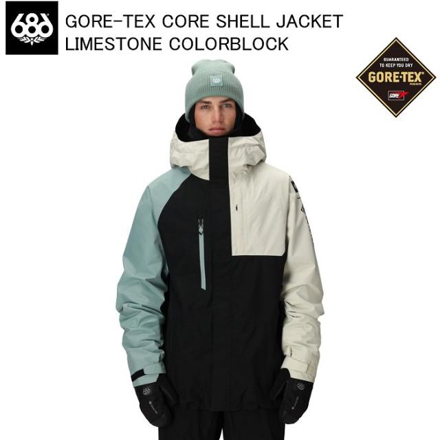 686 M5WN162 GORE-TEX CORE SHELL JACKET LIMESTONE COLORBLOCK ウェア ジャケット ロクハチロク ゴアテックス 25-26モデル