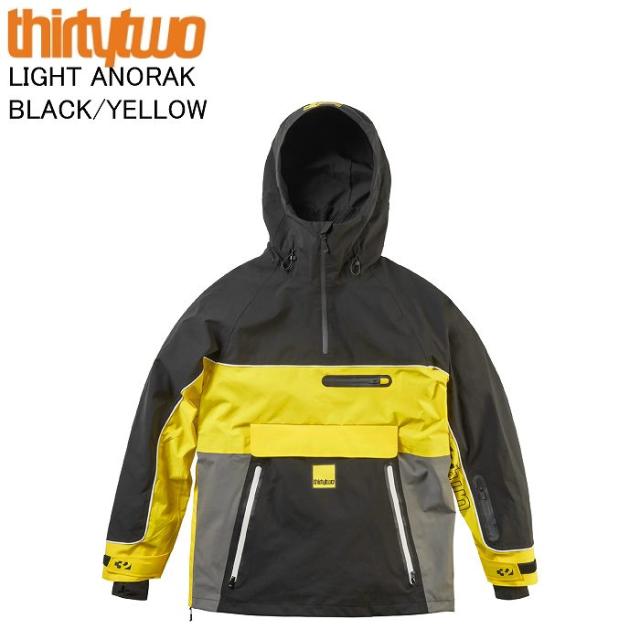 THIRTYTWO サーティーツー LIGHT ANORAK BLACK/YELLOW スノーボードウェア ジャケット 32ウェア スノボ 25-26モデル