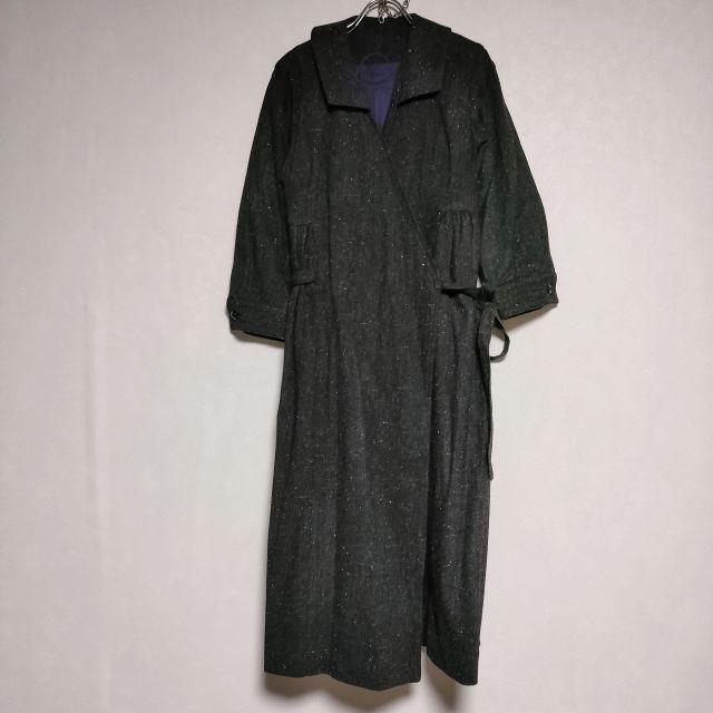 Lin francais d’antan ウール ネップ ガウン カシュクール コート チャコールグレー レディース ランフランセダンタン【中古】4-1007T∞