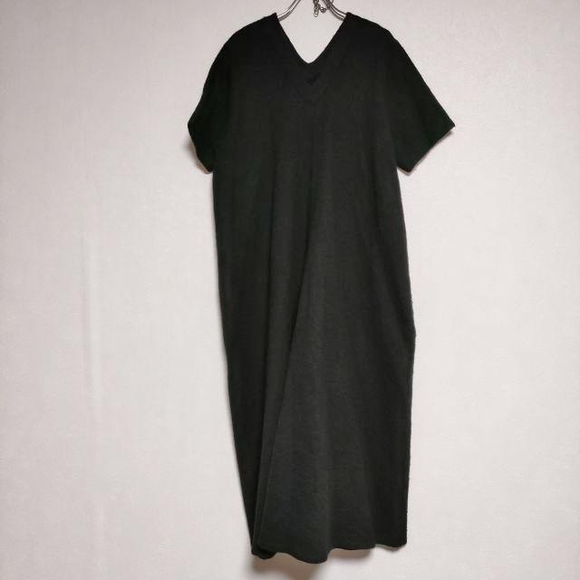 Lin francais d’antan Varda ウール フレア 半袖ドレス ニット ワンピース ブラック レディース ランフランセダンタン【中古】4-1007T∞