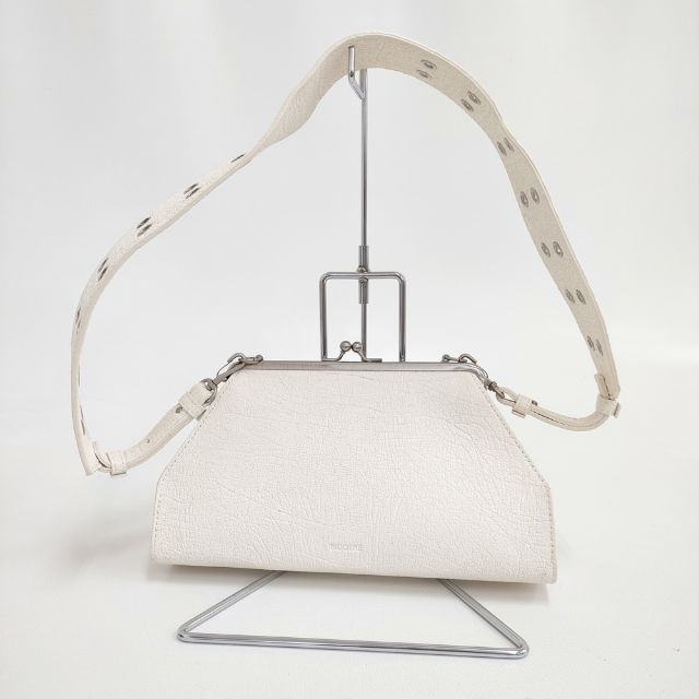 BIGOTRE ビゴター がま口レザー ショルダーバッグ オフホワイト レディース【中古】5-0802G∞