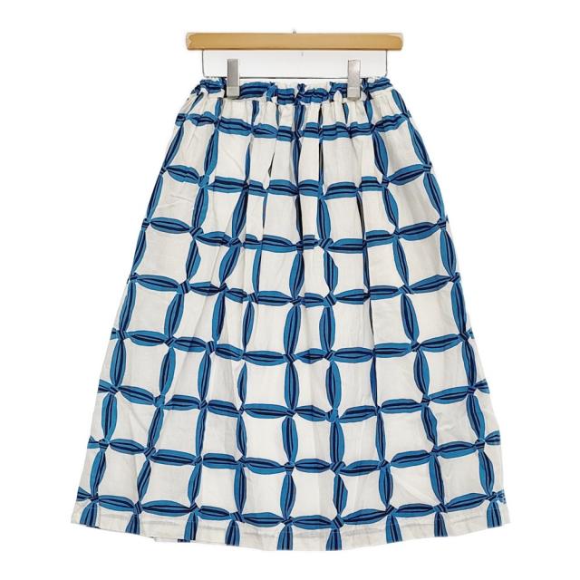 mina perhonen solmio ギャザースカート 定価72600円 ads5407 サイズ38 ロングスカート 25SS ホワイト ブルー レディース ミナペルホネン【中古】5-1118M♪