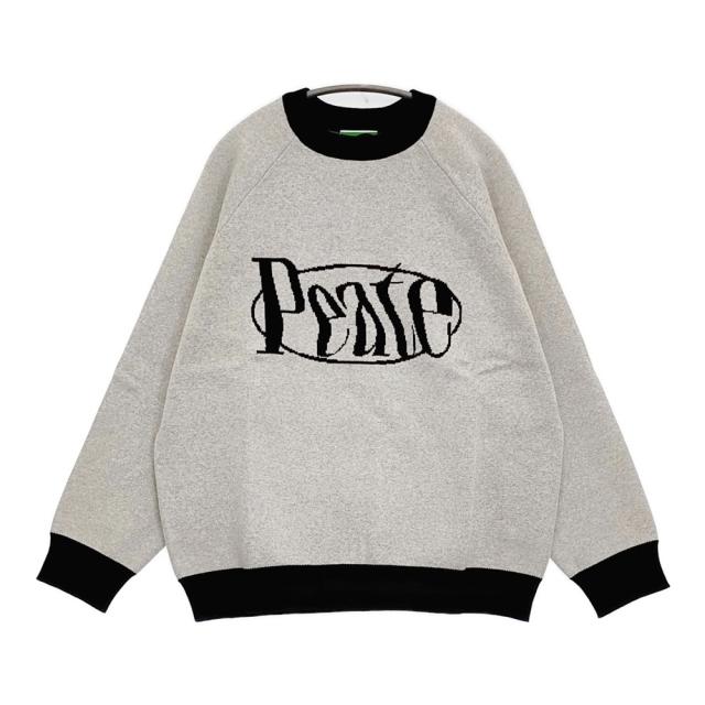 Peate ピート 未使用品 LOGO KNIT PMW-23AW-K01 クルーネック ロゴ コットン ニット ライトグレー メンズ【中古】5-1118T♪