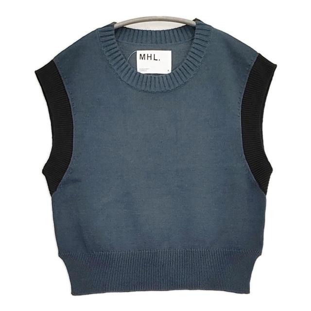 MHL. COATED DRY COTTON サイズ2 定価24970円 コットンニット ベスト 25SS ブルーグレー レディース エムエイチエル【中古】5-1118M♪