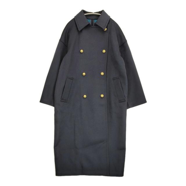 FRAMeWORK メタルボタンロングPコート 金ボタン サイズ38 ウール 20020220506040 ピーコート ネイビー レディース フレームワーク【中古】5-1128A♪