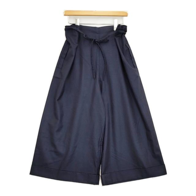DANIELA GREGIS ウールドローストリングワイドパンツ イージー パンツ ネイビー レディース ダニエラグレジス【中古】5-1128T♪