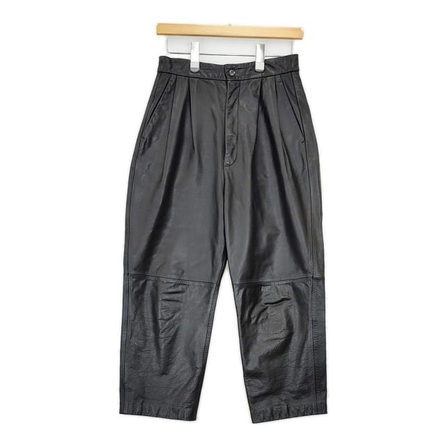 ROKU 6 BEAUTY&YOUTH 牛革 レザー 2タックパンツ 8614-199-0212 ブラック レディース ロクビューティアンドユース【中古】5-0928T△