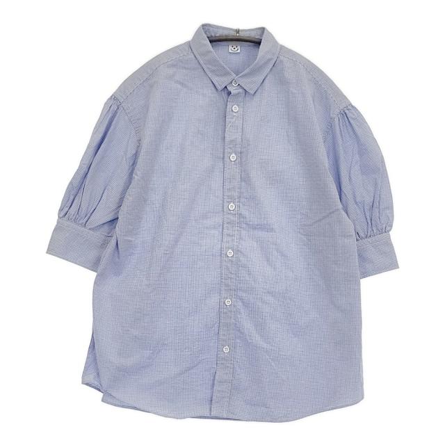 45R/45rpm コンパクトダンプの5分袖クッペシャツ 定価33000円 25SS ブルー レディース フォーティーファイブアールピーエム【中古】5-0718S♪