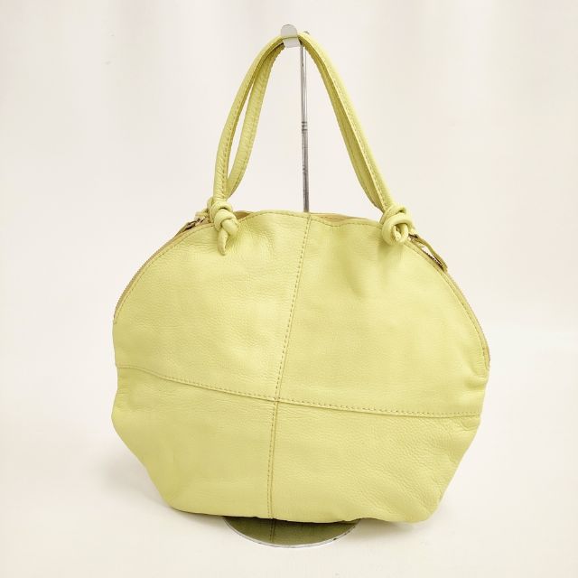 POMTATA 未使用品 ENVAN TATE TOTE ポーチセット 121-3405 牛革 レザー トートバッグ イエロー レディース ポンタタ【中古】5-0618G∞