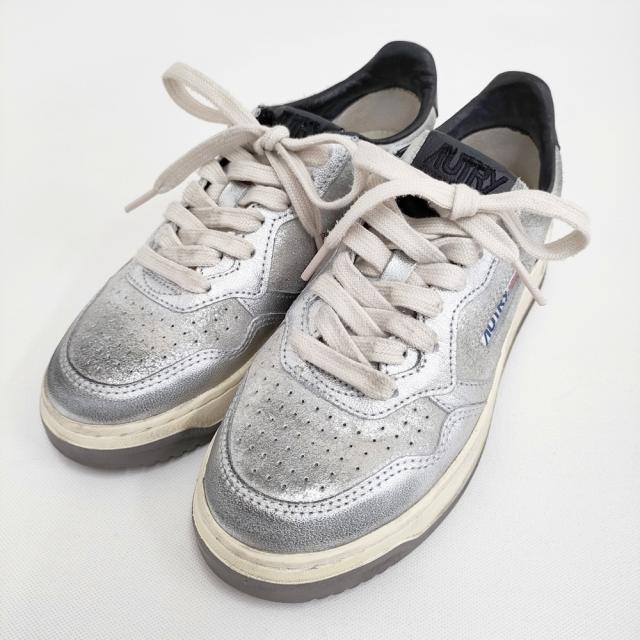 AUTRY スーパーヴィンテージ ダメージ加工 サイズ37 スニーカー シルバー レディース オートリー【中古】5-1022G♪