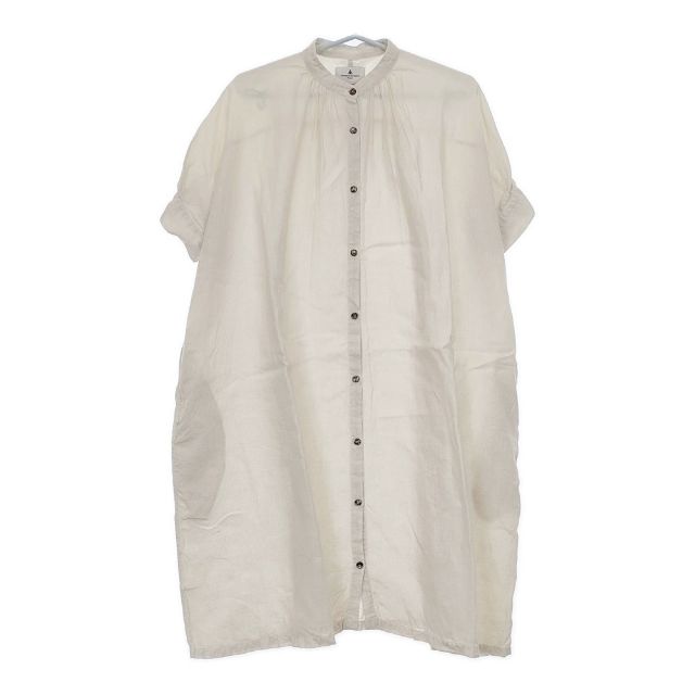 Honnete オーバーダイアイリッシュリネン 半袖　ノーカラー ワンピース ベージュ レディース オネット【中古】5-0614S∞