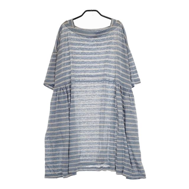nest Robe リネン天竺ボーダーチュニック 01241-1046 ワンピース 24SS ブルー グレー レディース ネストローブ【中古】5-0409S∞