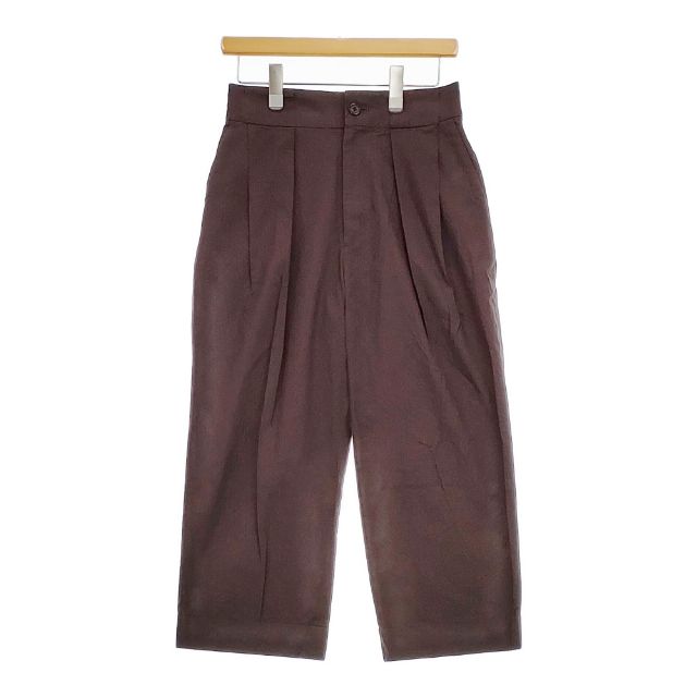 MARGARET HOWELL  578-4143011 MATT COTTON SILK POPLIN コットンシルク タック パンツ 24SS ブラウン レディース マーガレットハウエル【中古】5-0409G∞