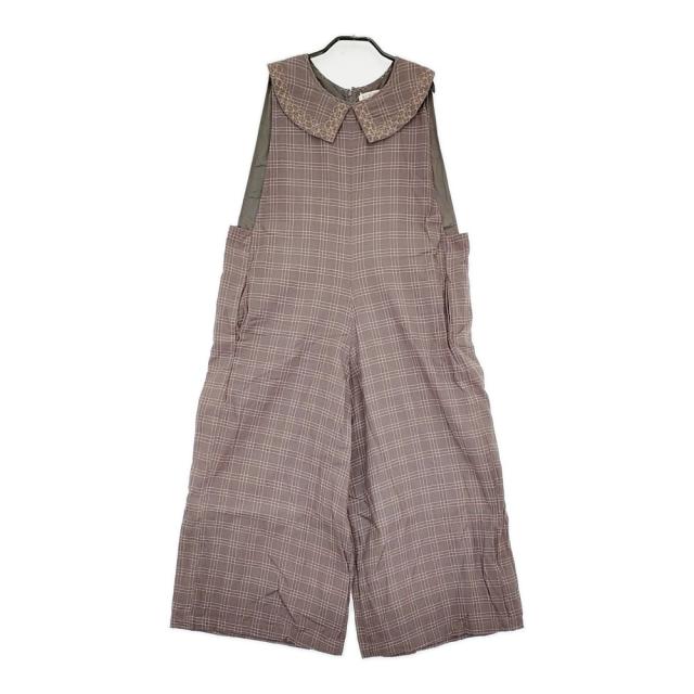 BUNON エンブロイダリーカラーオーバーオール 定価41800円 サイズM サロペット グレー×コーラル レディース ブノン【中古】5-0531S♪