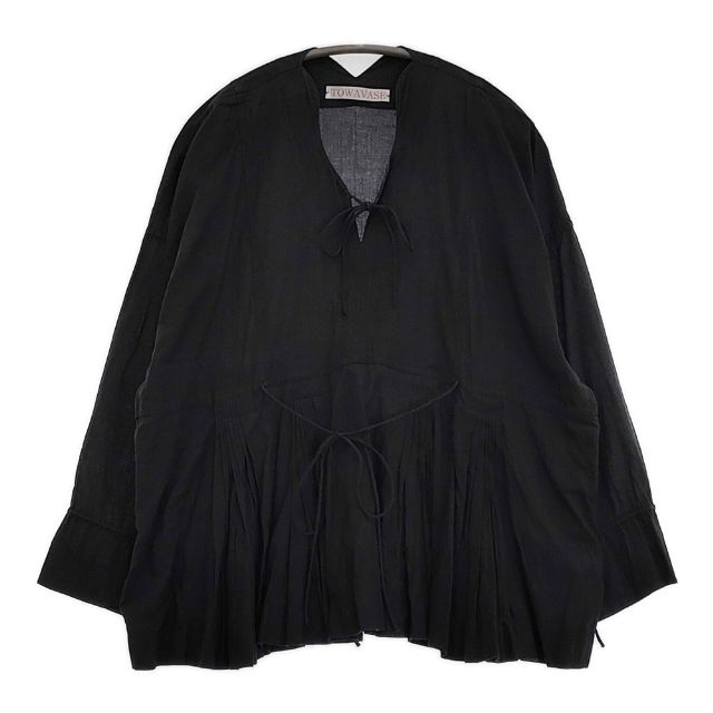 TOWAVASE タック 21-0037S コットン プルオーバー ブラウス シャツ ブラック レディース トワヴァーズ【中古】5-0927M∞