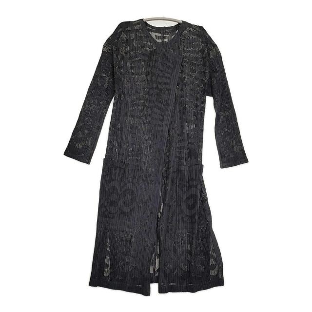 PLEATS PLEASE ISSEY MIYAKE ロングカーディガン 羽織り PP61-JA741 カーディガン ブラック レディース プリーツプリーズ【中古】5-0731M♪