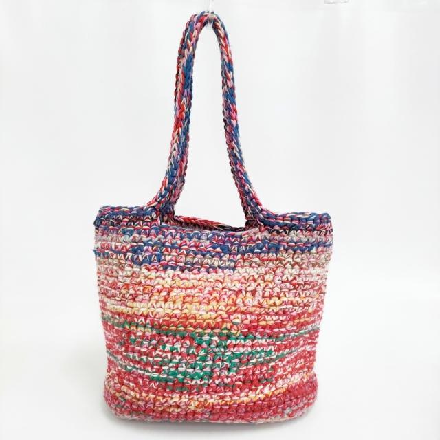 DANIELA GREGIS 編み込み ウール ニット トートバッグ レッド レディース ダニエラグレジス【中古】5-1108T♪