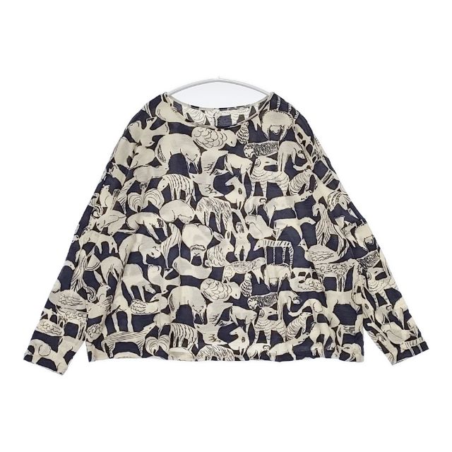 mina perhonen life puzzle ya8491 定価28600円 サイズ38 ウールニットソー カットソー アイボリー グレー レディース ミナペルホネン【中古】5-1116T∞