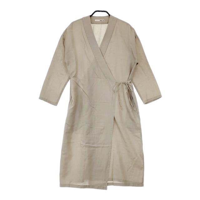 evam eva E223T039 コットンシルク 定価44000円 カシュクール ローブ コート ベージュ レディース エヴァムエヴァ【中古】5-0310M△