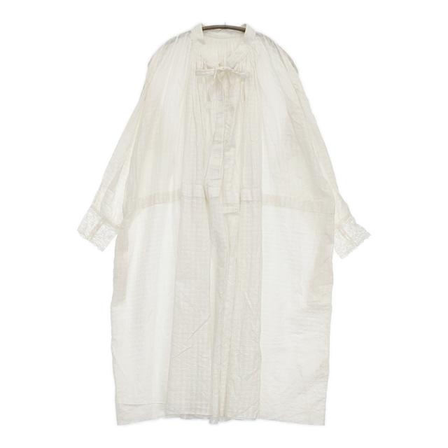 maison de SOIL コットン シルク ボウタイ リボン サイズ1 ギャザー レース ワンピース ホワイト レディース メゾンドソイル【中古】5-0905M♪