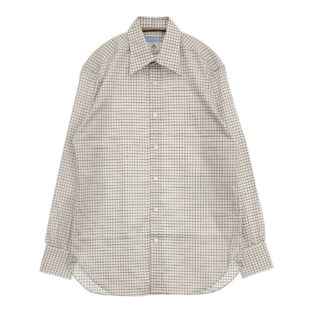 ESTNATION/THOMAS MASON チェック ハイカウントレギュラーカラーシャツ 長袖シャツ ホワイト メンズ エストネーション/トーマスメイソン【中古】5-1119M∞