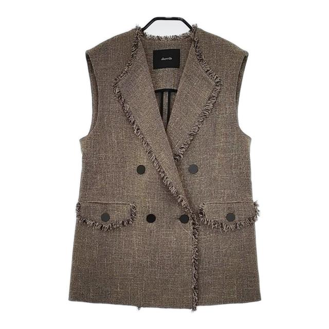 allureville ノンウールツイードジレ 定価38500円 202220 フリンジ ベスト 2022SS ベージュ レディース アルアバイル【中古】5-0707M△