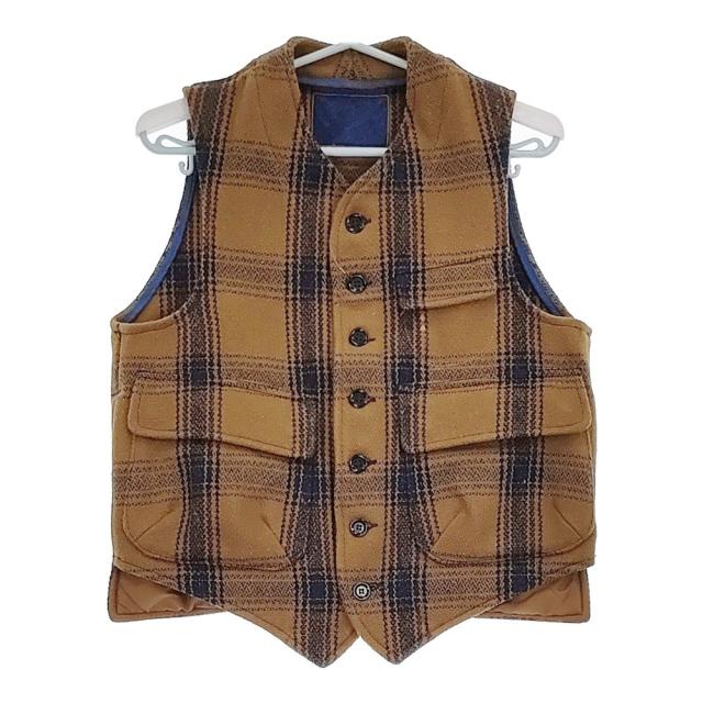 45R/45rpm テディチェックメルトンの908ベスト 定価81400円 ブラウン ネイビー レディース フォーティーファイブアールピーエム【中古】5-0328T♪