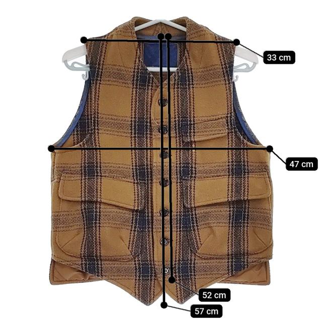 45R/45rpm テディチェックメルトンの908ベスト ブラウン ネイビー