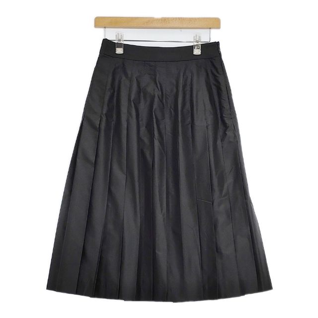 MARGARET HOWELL SILK POLYESTER 578-8232004 アコーディオンプリーツ スカート ブラック レディース マーガレットハウエル【中古】5-0901M∞