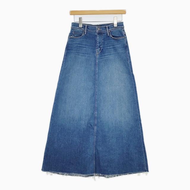 mother 9545-686 THE CIRCLE MAXI FRAY SKIRT カットオフ マキシ 加工 ストレッチ サイズ26 デニム ロングスカート ブルー レディース マザー【中古】5-1021G△