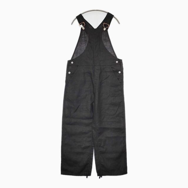 nagonstans 470es833-1230 リネン オーバーオール サイズ38 サロペット ブラック レディース ナゴンスタンス【中古】5-1021M△