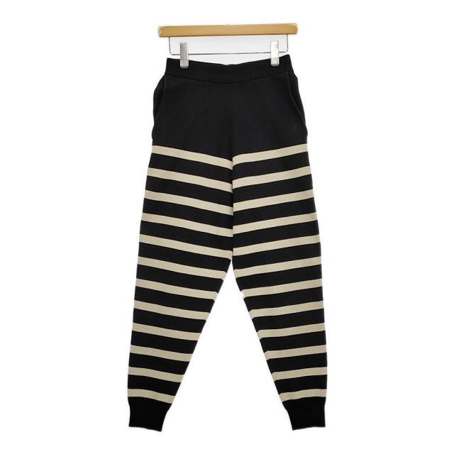 HYKE 231-11318 013 ボーダー ニットパンツ イージーパンツ サイズ1 コットン混 ブラック ベージュ レディース ハイク【中古】5-1021M△