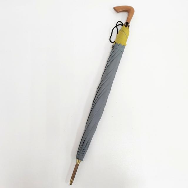 イイダ傘店 晴雨兼用 65cm オーダーメイド品 長傘 無地 傘 グレー