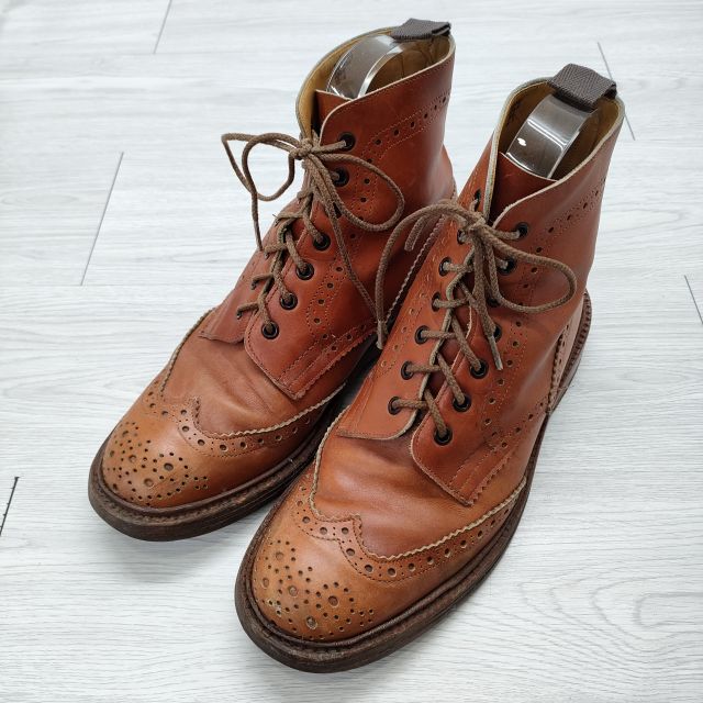Tricker’s カントリーブーツ ウイングチップ 830381 サイズ7 1/2 ブーツ ブラウン メンズ トリッカーズ【中古】4-0219T◎