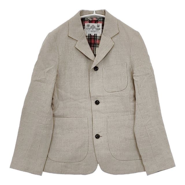 R&D.M.Co- リネン 裏地チェック テーラードジャケット ベージュ レディース オールドマンズテーラー【中古】5-1013T∞