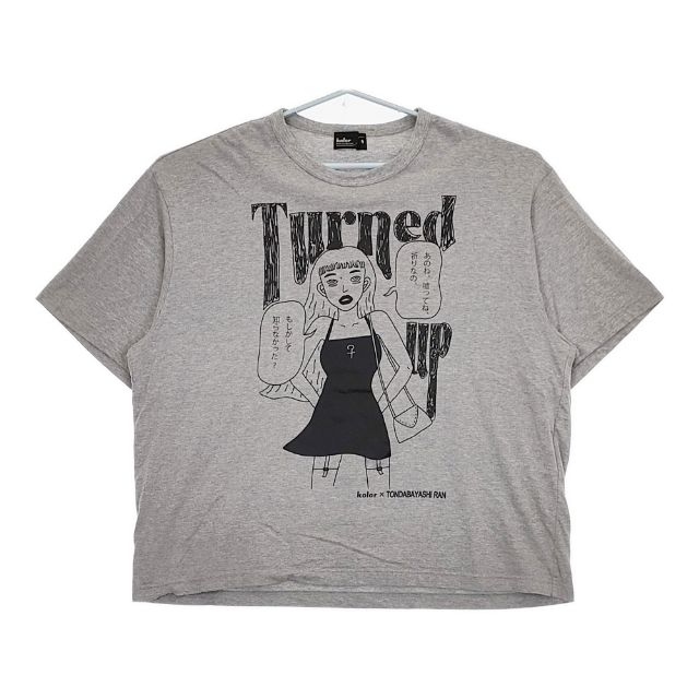 kolor 30s天竺Tシャツ TONDABAYASHI RAN プリント 定価17600円 半袖Ｔシャツ カットソー 23SS グレー メンズ カラー【中古】5-0623S∞