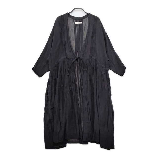 ikkuna suzuki takayuki リネン 製品染め 羽織 カーディガン タック ギャザー コート ブラック レディース イクナ/スズキタカユキ【中古】5-0301M∞