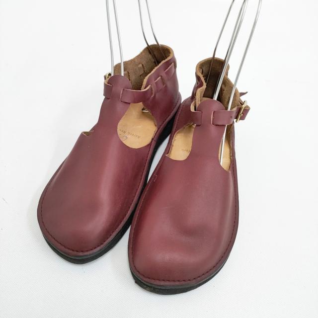 AURORA SHOES 新品 West Indian T-Strap ウエストインディアン 定価33000円 サイズ6.5C バーガンディ シューズ・靴 ボルドー レディース オーロラシューズ【中古】5-0301G◎