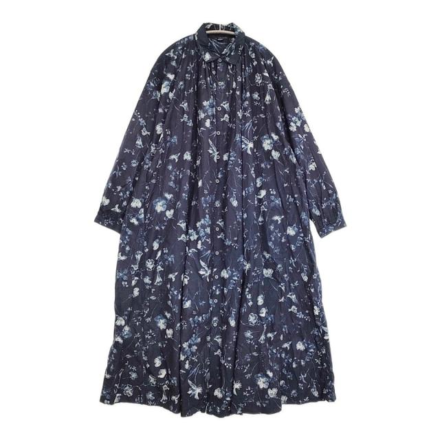 45R/45rpm ウィンターフラワープリントのくしゅくしゅドレス（インディゴ） ネイビー フォーティーファイブアールピーエム【中古】5-1011M♪
