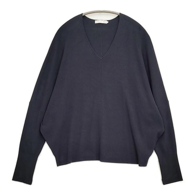 iCB 【洗える】 クロスコンビ Vネックプルオーバー L 定価26070円 ニット 24AW ネイビー レディース アイシービー【中古】5-1128T♪