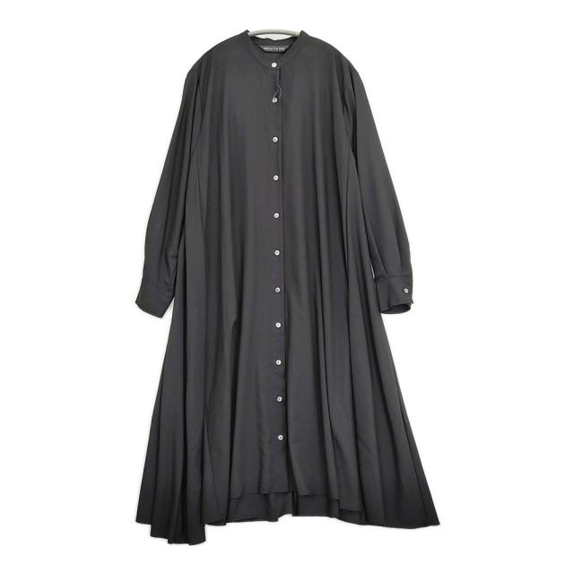 mizuiro-ind T/R stand collar flare OP フレアシャツワンピース ワンピース ブラック レディース ミズイロインド【中古】5-1128M♪