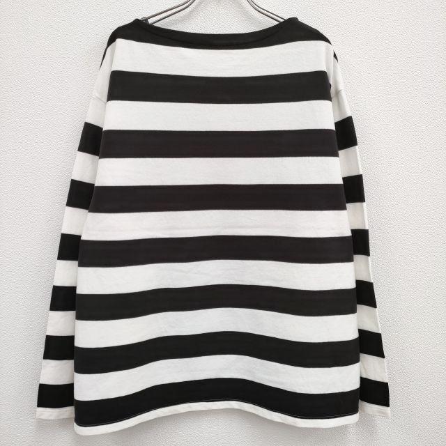 LENO BASQUE SHIRT H2401-CS031 定価24750円 1 ボーダー 長袖Ｔシャツ カットソー ロンＴ 24SS ブラック ホワイト メンズ リノ【中古】4-0630M♪